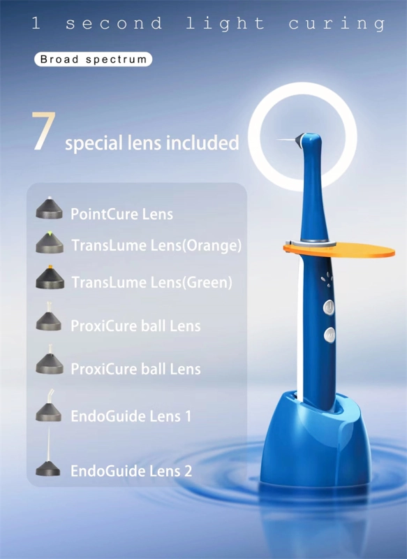 Dental Wireless Cordless LED Curing Light 2500mw 1 Second Cure Lamp 7 ...