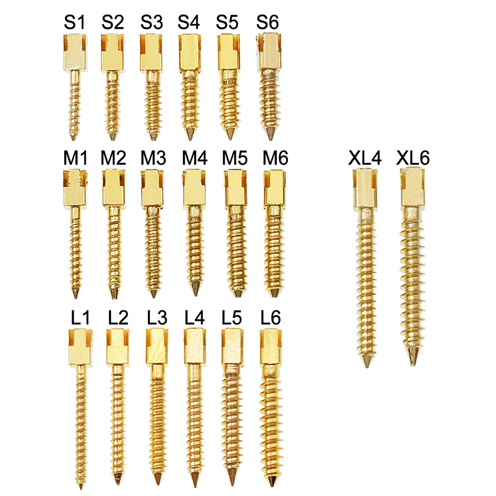 30 Pcs Dental Screw Post 24K Gold Plated Conical Refills S/M/L/XL For Root Canal