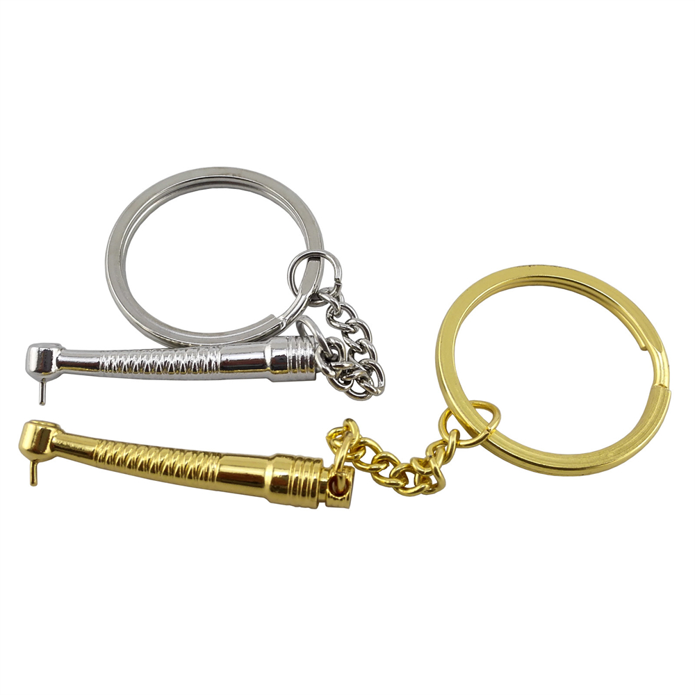 Dental Handpiece Key Chain Gold/Silver Keychain Surgical Instruments