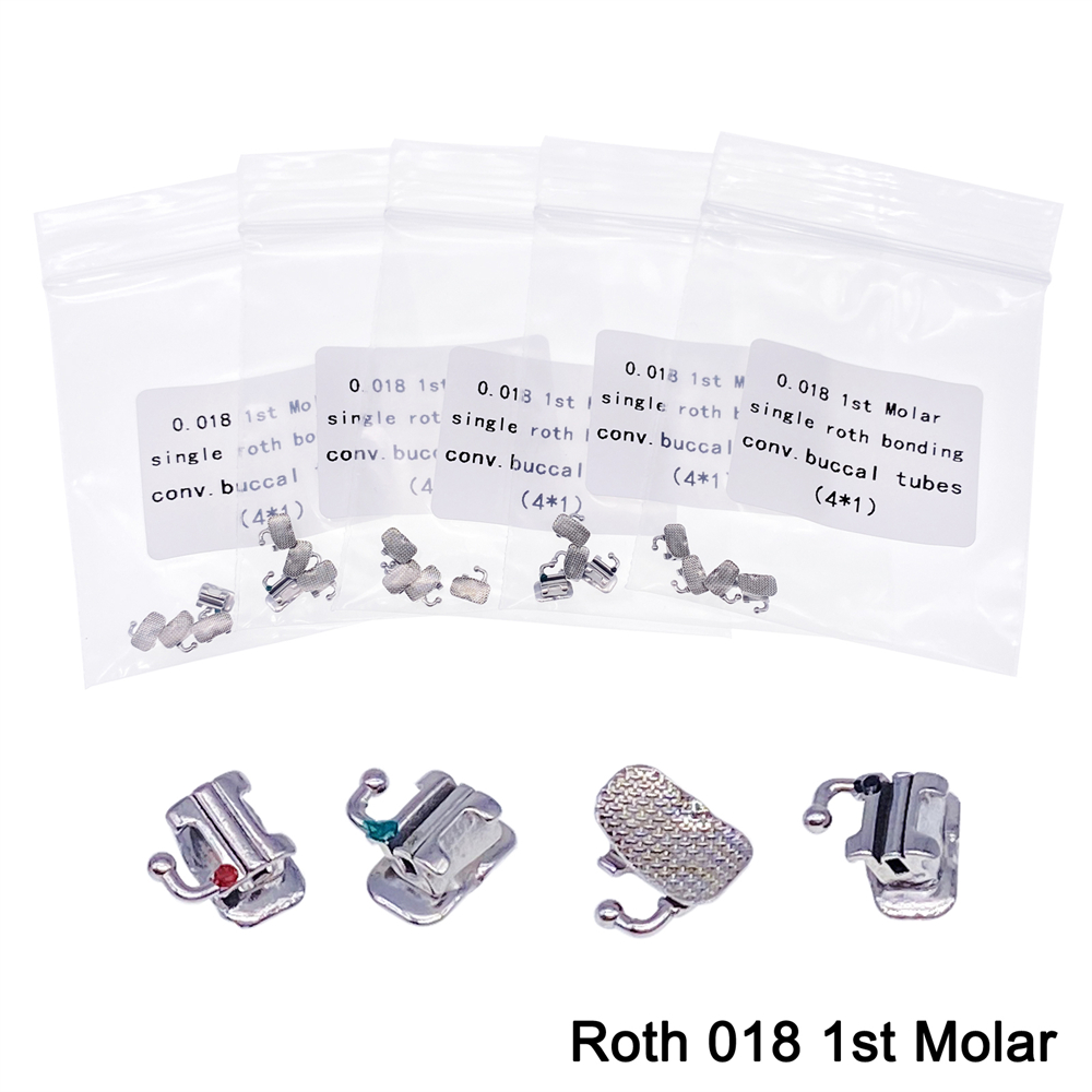 4PCS Dental Ortho Buccal Tubes Bracket Brace 1st/2nd Molar Roth/MBT 018 ...