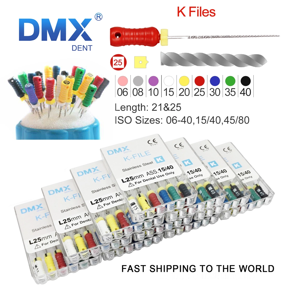 DMXDENT Dental K-File Root Canal Hand Use Endo Endodontics Files 21/25/31mm