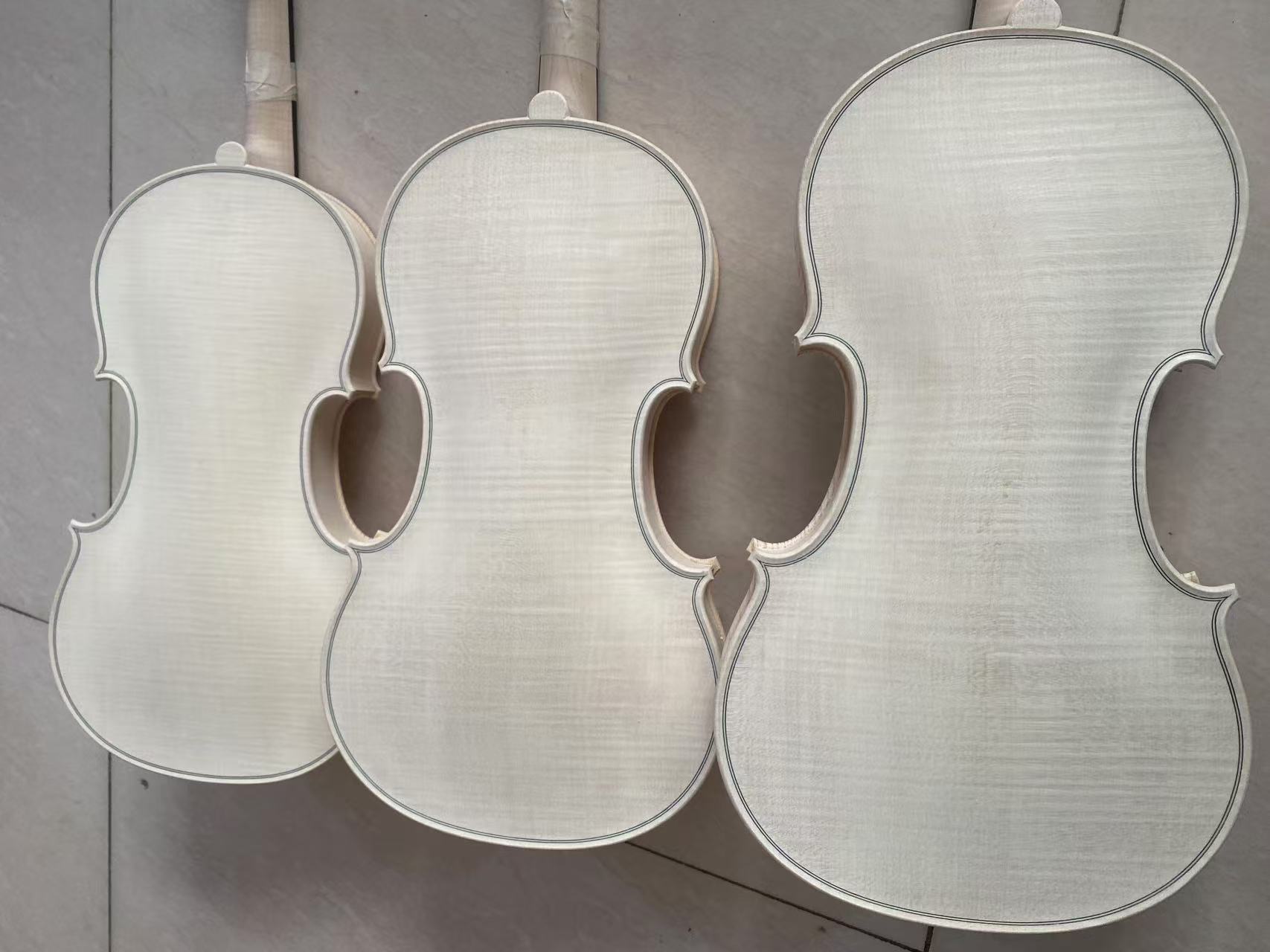 European wood Guarneri modle Violin unvarnished in white solid flamed ...
