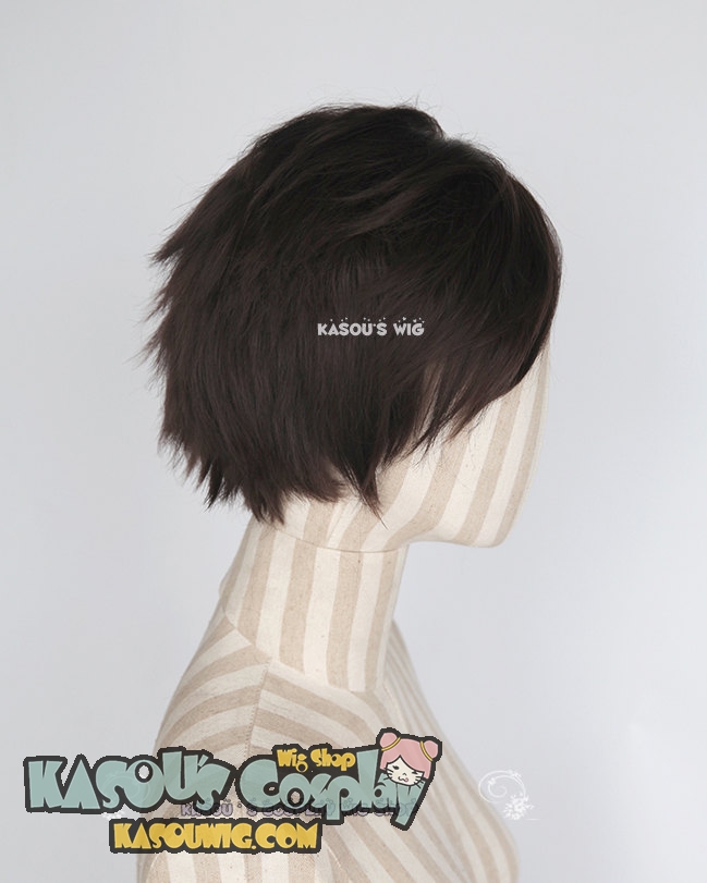 Overwatch Overwatch Tracer deep brown side parted spiky cosplay wig . KA030