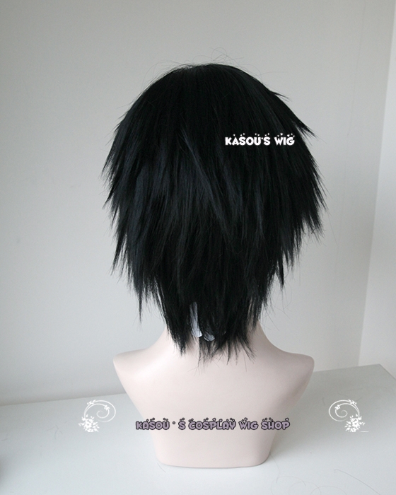 Death Note L Ryuuzaki short black layers spiky cosplay wig customs men wig
