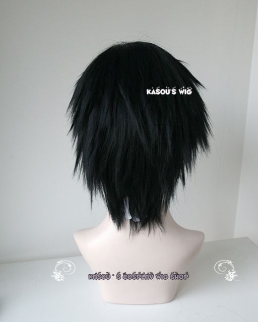 Death Note L Ryuuzaki short black layers spiky cosplay wig customs men wig