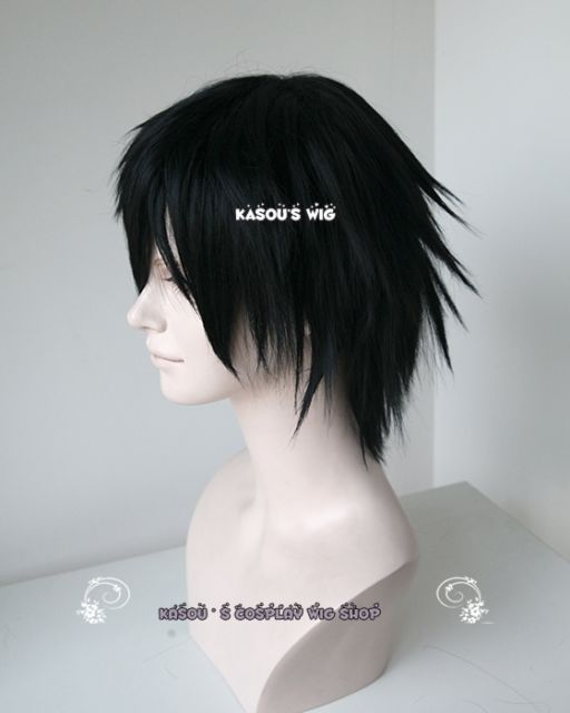 Death Note L Ryuuzaki short black layers spiky cosplay wig customs men wig