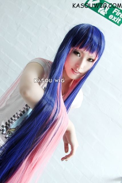 Panty and Stocking with Garterbelt Stocking 120cm long straight blue ...