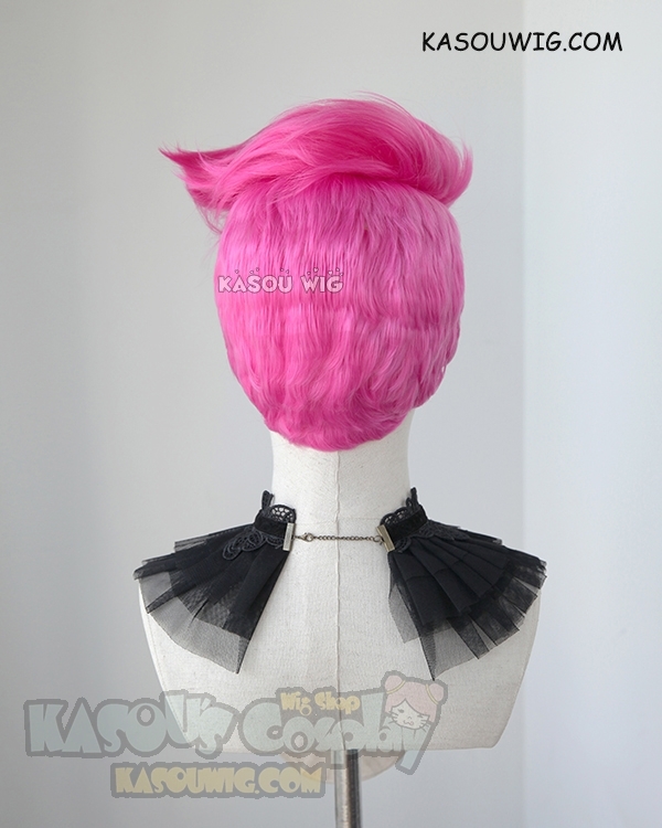 Overwatch Zarya short pre-styled pink cosplay wig