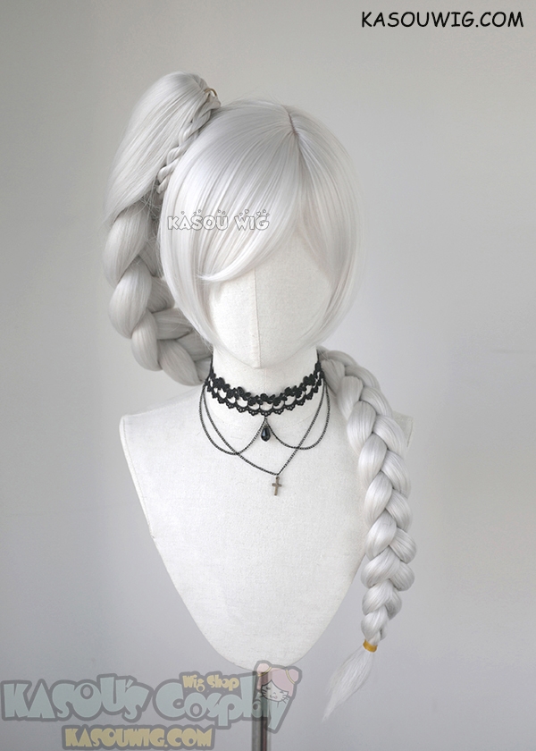 RWBY white Weiss Schnee silver white long braided cosplay wig