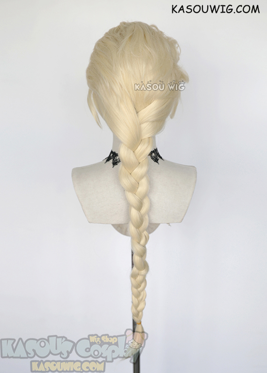 Lace Front>>Frozen Queen Elsa pale blonde long braid cosplay wig