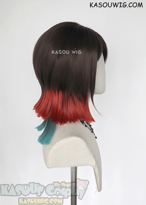 Kimetsu no Yaiba Demon Slayer Enmu brown red ombre wig,Kimetsu no Yaiba