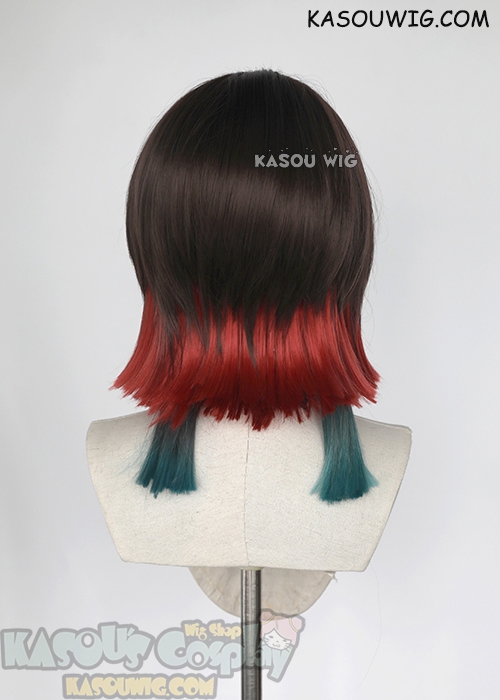 Kimetsu no Yaiba Demon Slayer Enmu brown red ombre wig,Kimetsu no Yaiba