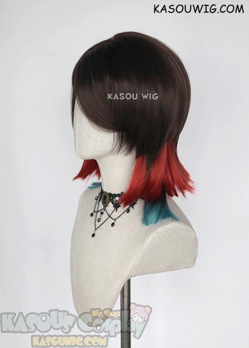 Kimetsu no Yaiba Demon Slayer Enmu brown red ombre wig,Kimetsu no Yaiba