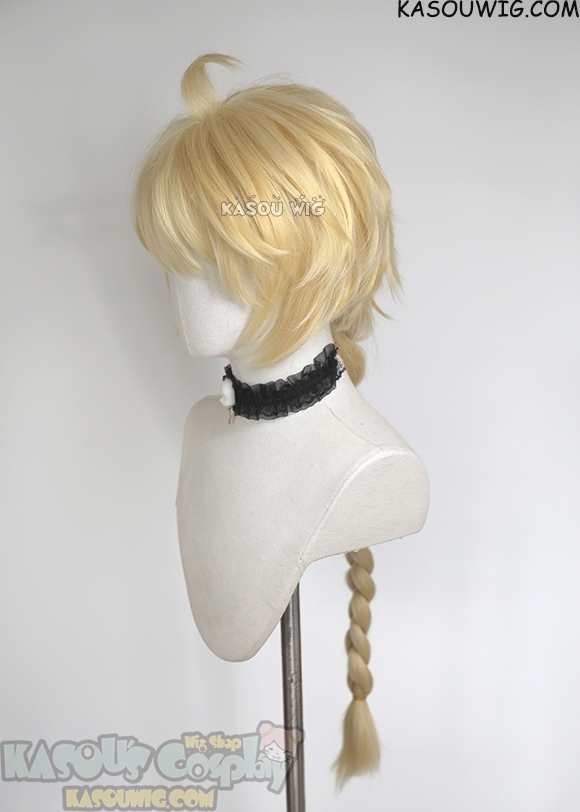 Genshin Impact Aether 80cm long blonde braided cosplay wig,Genshin Impact
