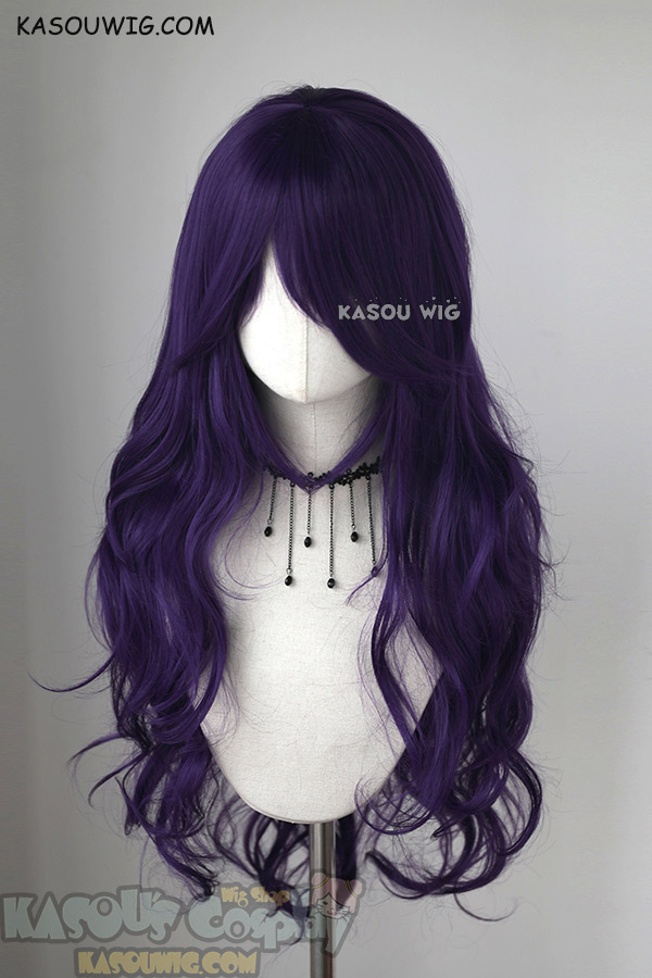 L-3 / SP37 Indigo Purple long layers loose waves cosplay wig . heat ...