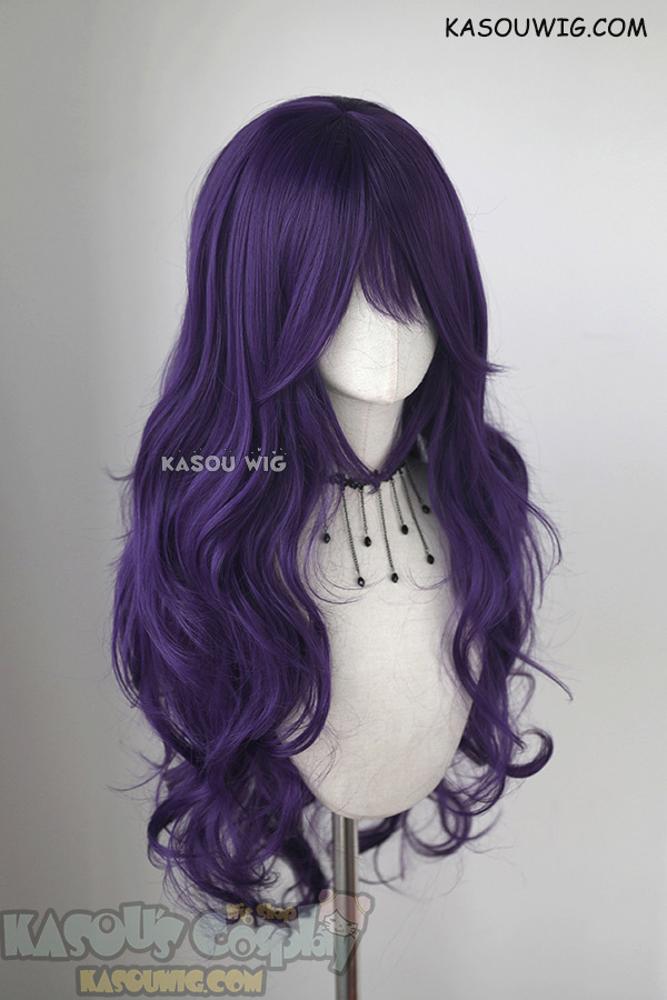 L-3 / SP37 Indigo Purple long layers loose waves cosplay wig . heat ...