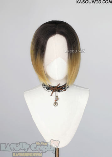 Lace Front>> Kingdom Hearts Axel slicked back brown-red ombre cosplay wig