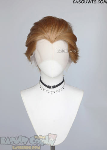 Lace Front>> Kingdom Hearts Axel slicked back brown-red ombre cosplay wig