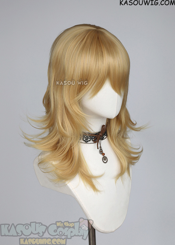 M-3 KA011 Honey Butter Blonde 52cm long layered choppy wig