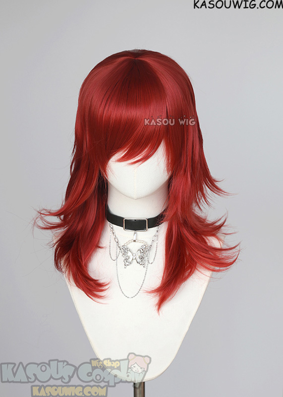 M-3 KA042 Apple Red 52cm long layered choppy wig