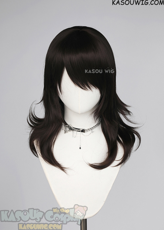 M-3 KA031 Deepest Brown 52cm long layered choppy wig
