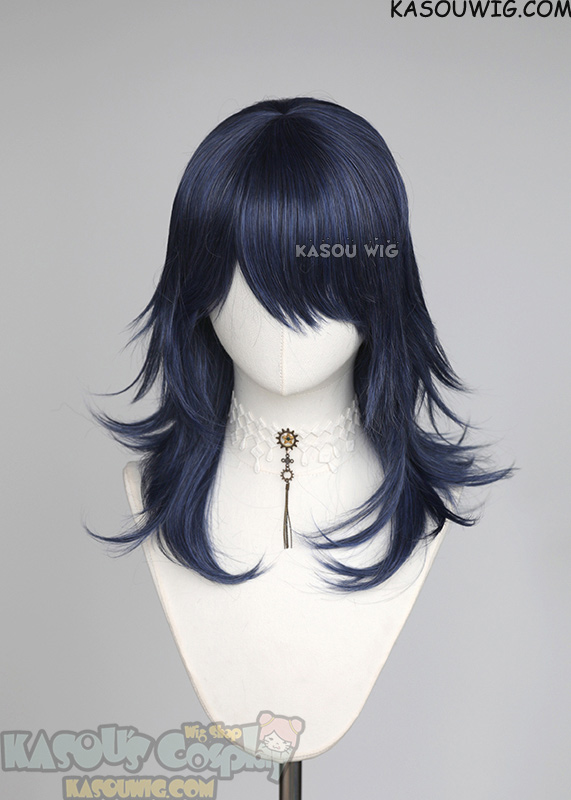 M-3 KA051 Navy Blue 52cm long layered choppy wig