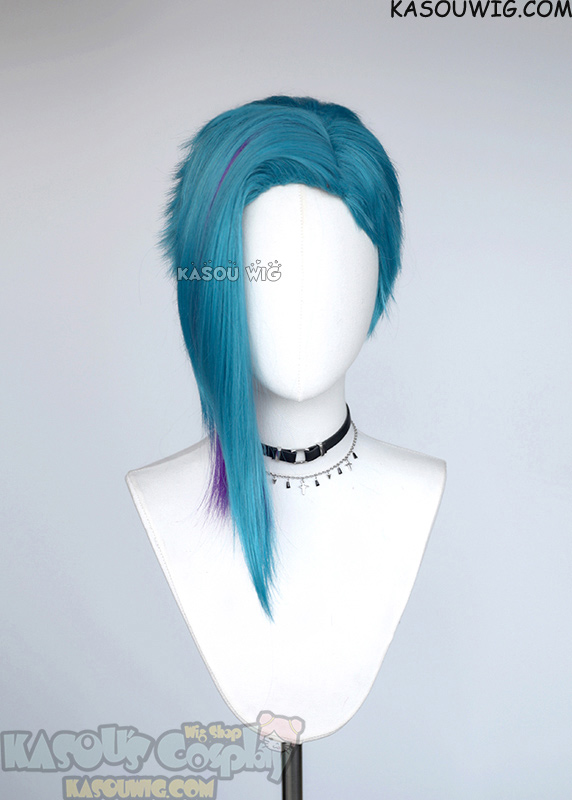 [SAMPLE WIG PREVIEW] Arcane S2 Jinx short blue wig with purple streaks
