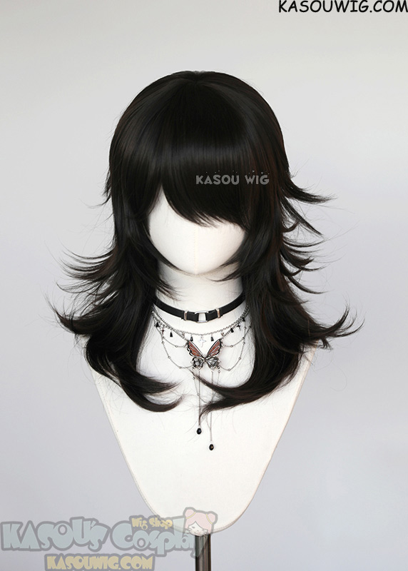 M-3 KA031A Natural Black 52cm long layered choppy wig