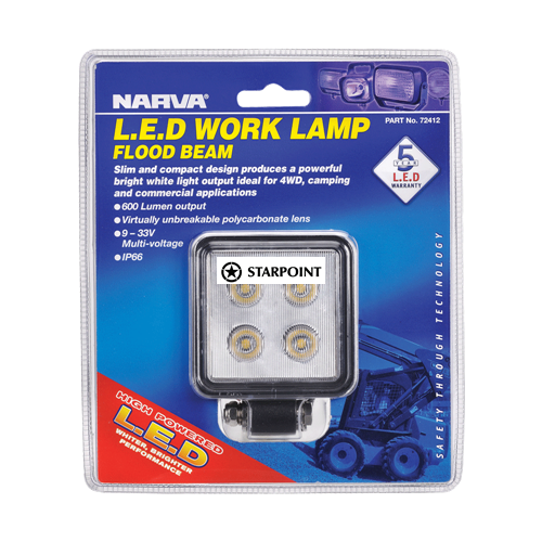 Narva 72412 Square 9-33V LED Work Lamp Flood Beam, LED Flood Work light