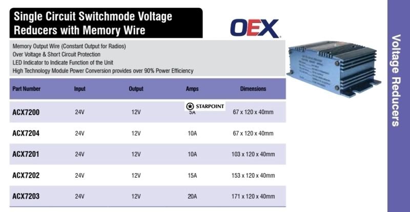 OEX Voltage Reducer 24v To 12v 20 Amp