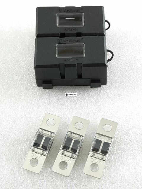 Midi Fuse Kit 2 x Holders + 3 x 50 Amp Fuse Dual Battery Midi Fuse ...