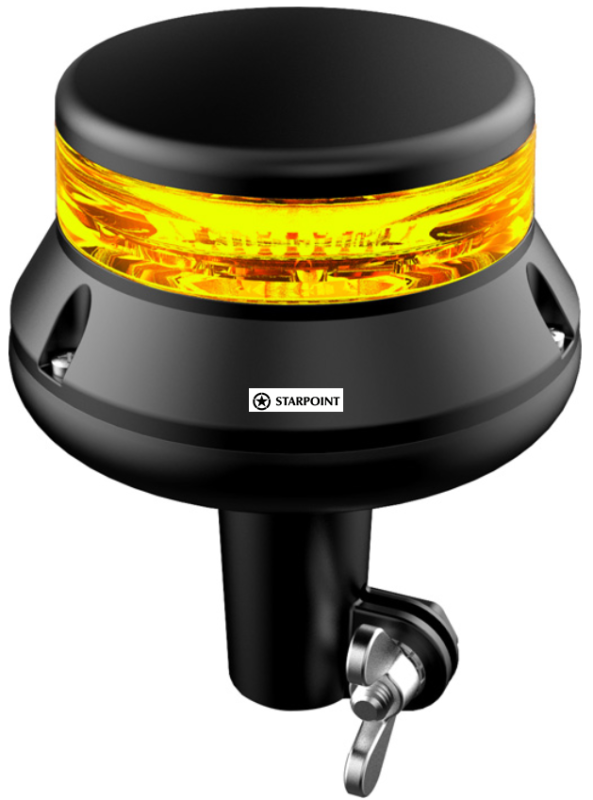 Low Voltage Micro LED Beacon, 10-30V Class 1 Amber Beacon with Pole Mount