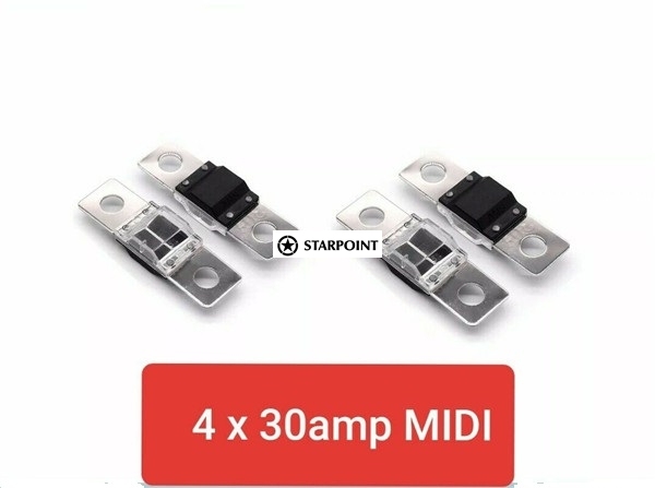 Midi Fuse 4 x 30 Amp Midi Fuses Suit Dual Battery or Solar Bulk Available