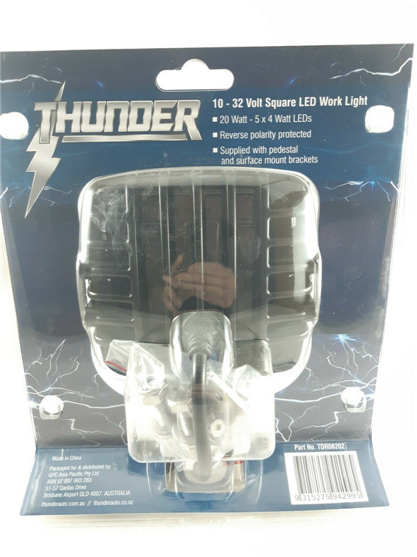Thunder Work Light 20 Watt Square 5 x Cree IP67 10-32v - Fast Aus Post