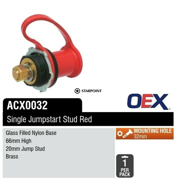 Positive Jump Start Stud - 20mm Brass Insulated Single Stud