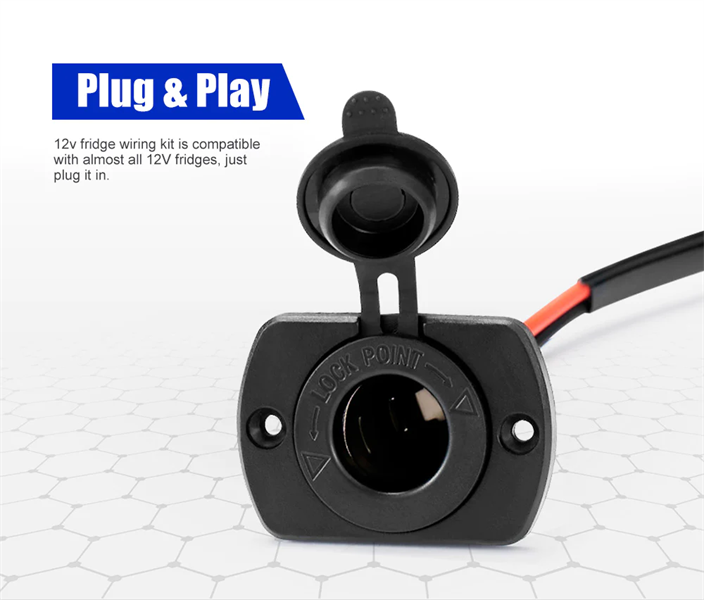 Atem Power 12V Fridge Wiring Kit 6M Cable DC Cig Plug In-line Fuse For ...