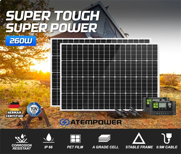 Pair 12V 130W Solar Panel Kit Mono Generator Caravan Battery Charging ...