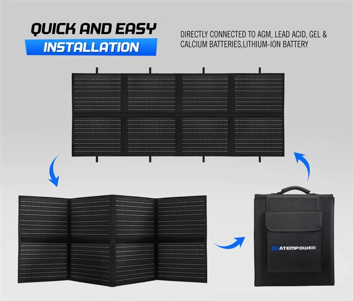 Atem Power 12V 200W Folding Solar Panel Blanket Mat Completed Kit ...