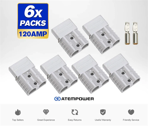 Atem Power 6 x Anderson Style Plug Connectors 120 AMP 12-24V 6AWG DC ...