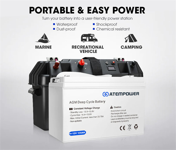 Atem Power 12V 135Ah AGM Deep Cycle Battery + 12V 40A DC to DC Battery ...