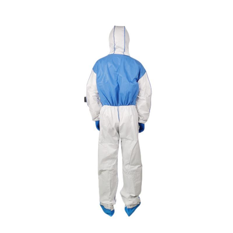 Waterproof Microporous Coverall with Breathable Blue SMS Panel Protective Coverall Cool.