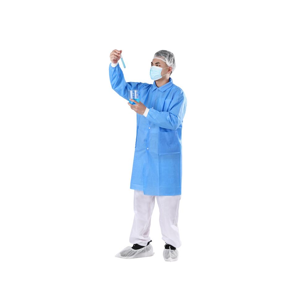 Disposable Nonwoven Fabric Lab Coat with Knitted Cuffs Lab Smock for ...