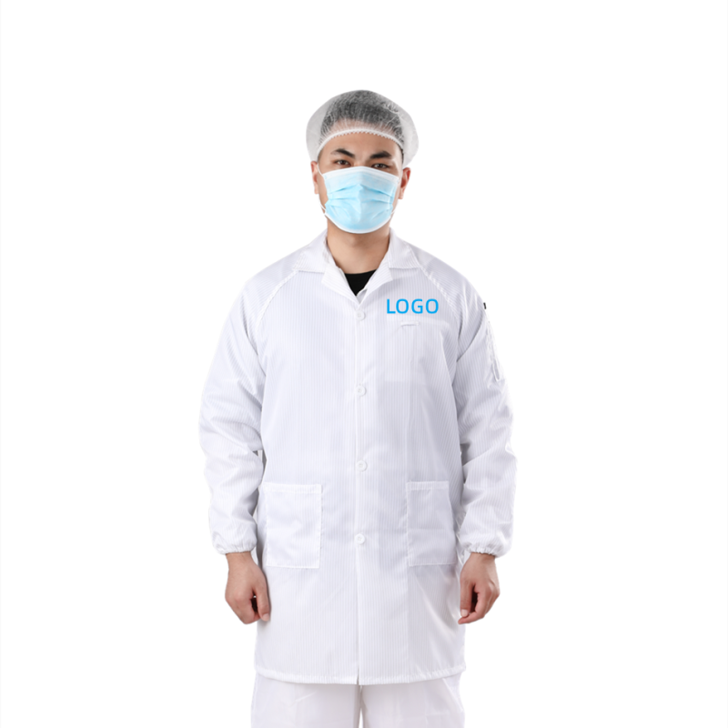 Polyester Conductive Fiber Cleanroom Suit Anti-static Lab Coat Reusable ...