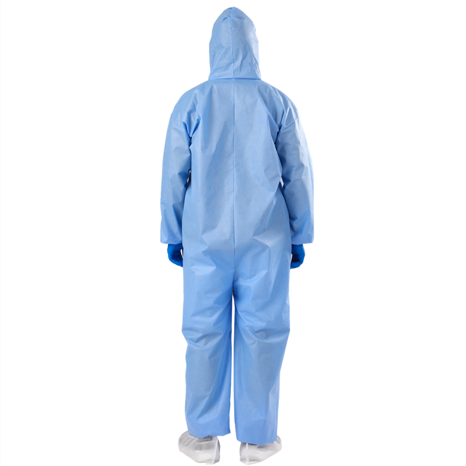 Blue Safety SMS Overall Disposable Breathable SMS Nonwoven Coverall.