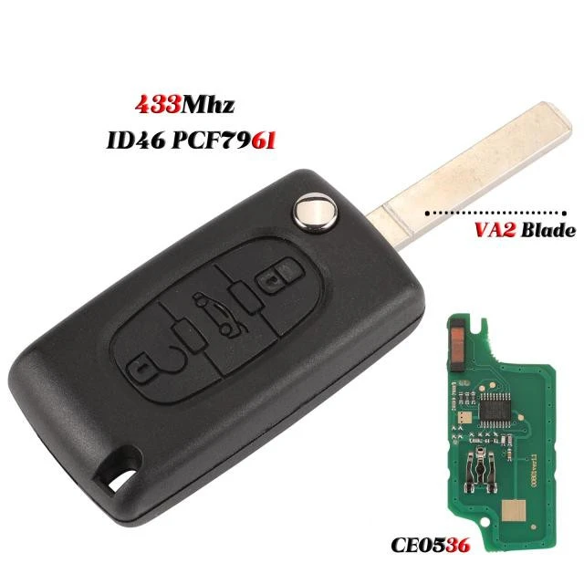 For Citroen/Peugeot 3 button with truck ASK FSK 433Mhz For Peugeot 206 ...