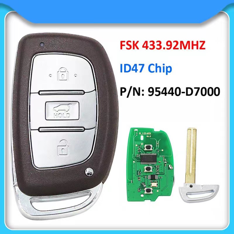 For Hyundai Tucson 2019 Smart Key 3 Buttons 433mhz with id47 chip FCCID ...