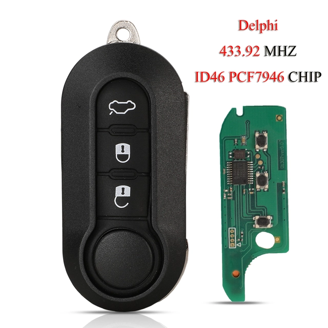 For Fiat Delphi / MARELLI BSI 3 button remote key 433Mhz with pcf7946 ...