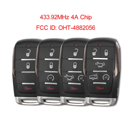 For Dodge Ram 1500 2019-2022 4A Chip 433MHZ Smart Remote Key FCC ID ...