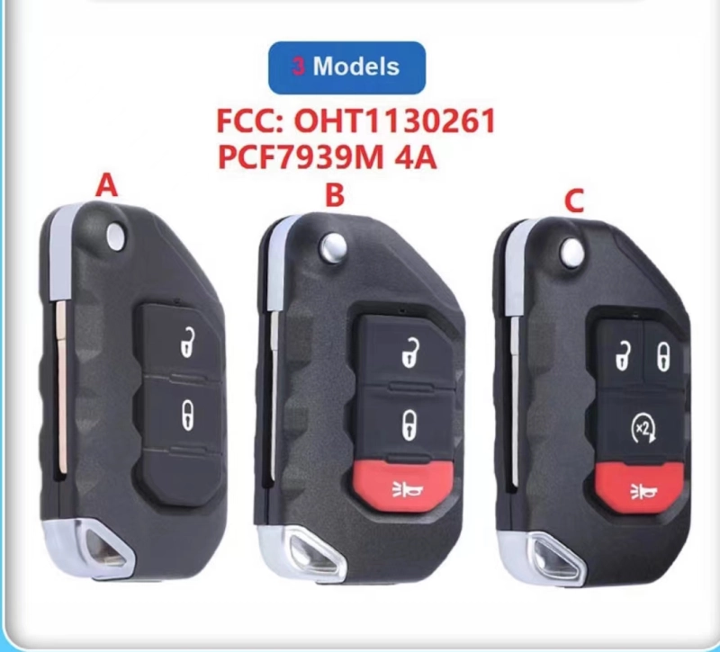 Aftermarket For Jeep Wrangler 2018 2019 Remote Car Key 4A PCF7939M Chip ...