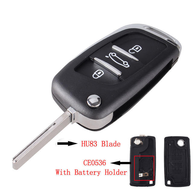 For Peugeot 307 408 Car Remote Key Shell 3 Buttons Modified Filp key shell HU83/VA2 Blade ...